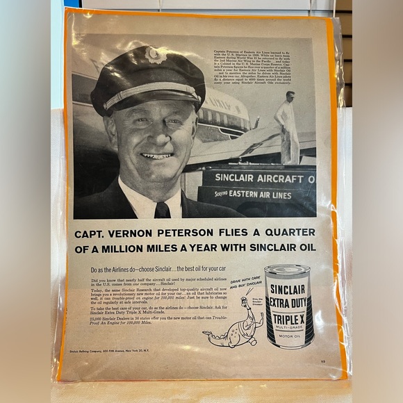 Sinclair | Art | 957 Vintage Ad For Sinclair Extra Duty Motor Oil ...